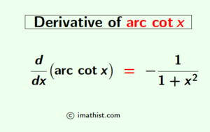 Find the Derivative of arc(cotx) | Differentiate cot^-1x - iMath
