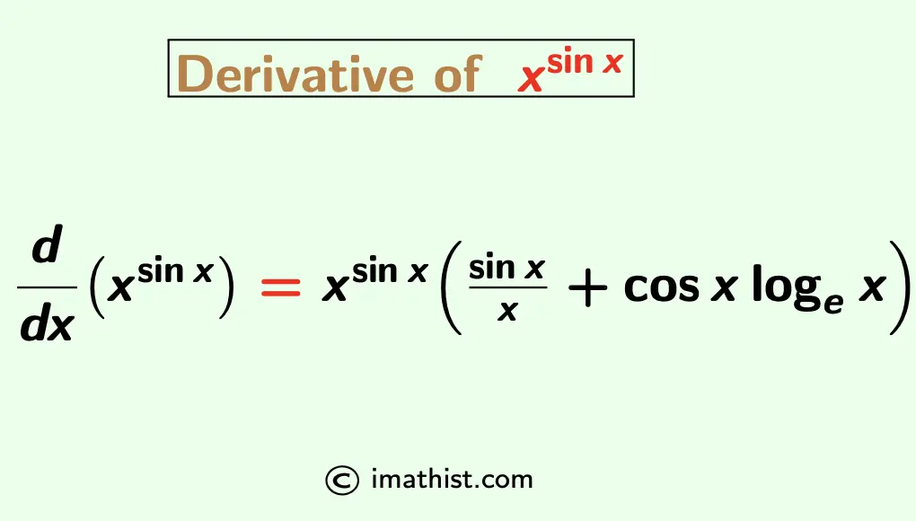 Derivative of x^sinx: Formula, Proof | x^sinx Derivative - iMath