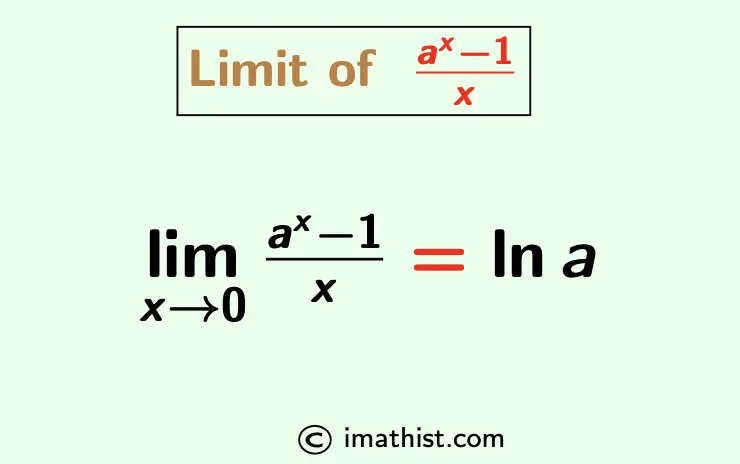 Limit of (a^x-1)/x as x approaches 0: Formula, Proof - iMath